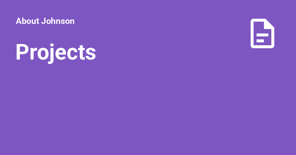 Projects - About Johnson